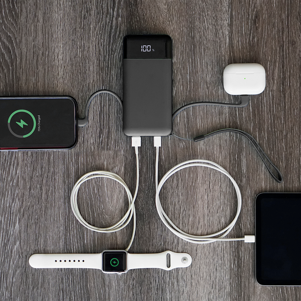 Limitless 10,000mAh Fast-Charging Power Bank with Built-In Cables ...