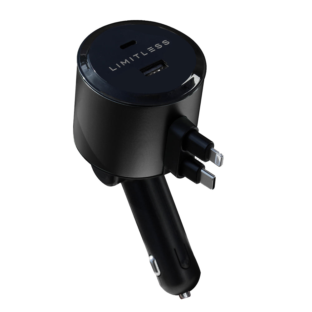 4-in-1 Adjustable Car Charger with Retractable Cables– Limitless ...