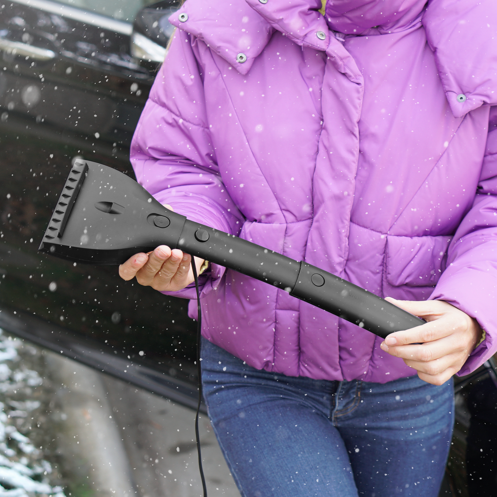 Heated Ice Scraper & Squeegee with Power Cord, Extendable Handle & LED ...