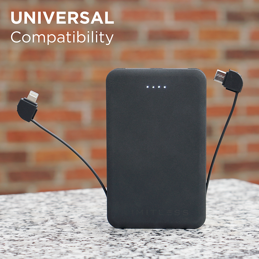 PocketCharge 5,000mAh Universal Power Bank with Built-in Charging Cabl ...