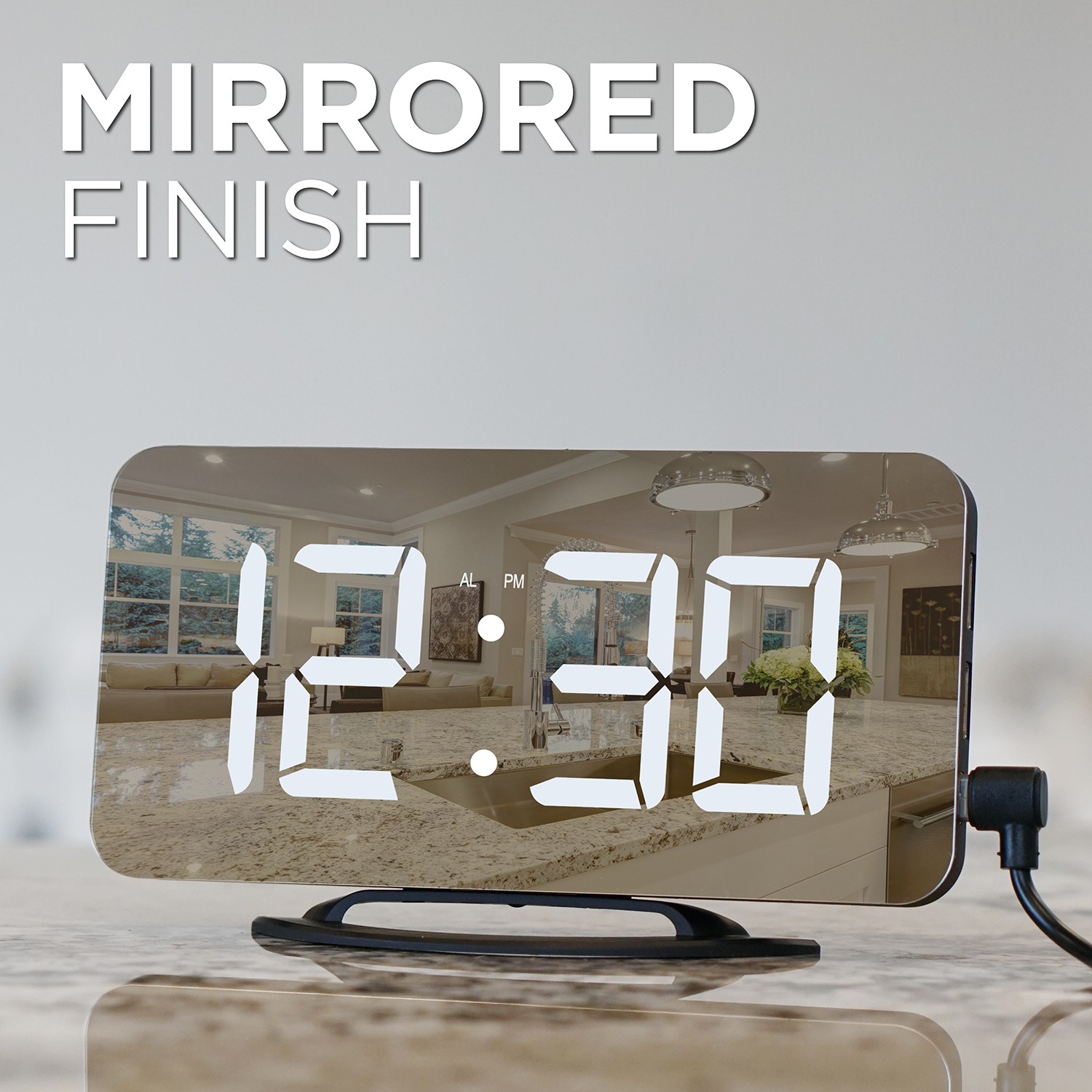 DigiClock with Mirrored Finish and Dual USB Charger– Limitless Innovations