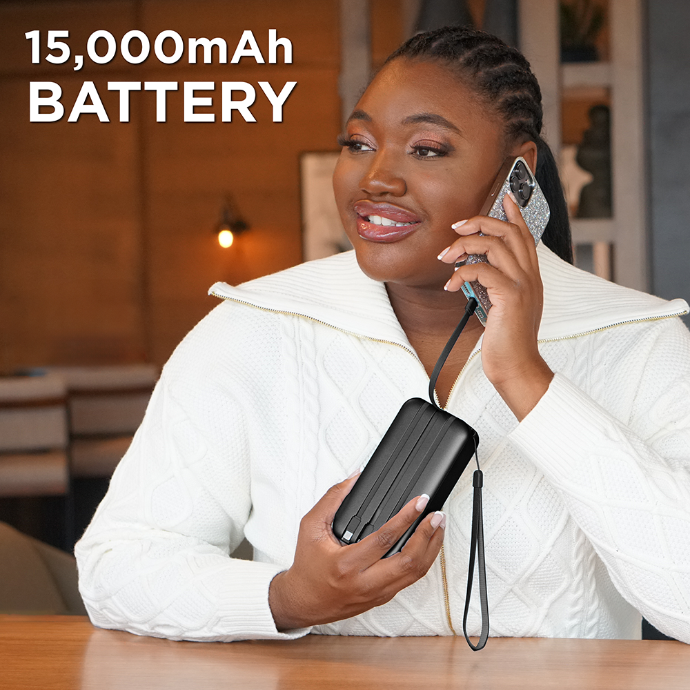 Ultimate 15,000mAh Portable Power Bank with Wall Plug, Digital Display ...