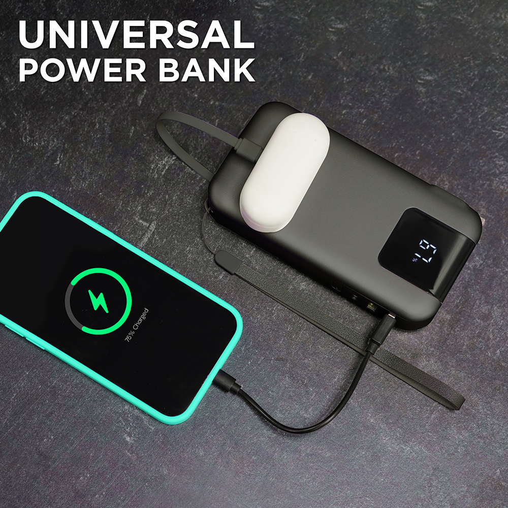 Ultimate 15,000mAh Portable Power Bank with Wall Plug, Digital Display ...