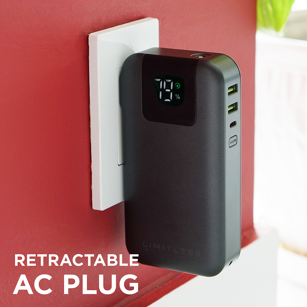 Ultimate 15,000mAh Portable Power Bank with Wall Plug, Digital Display ...