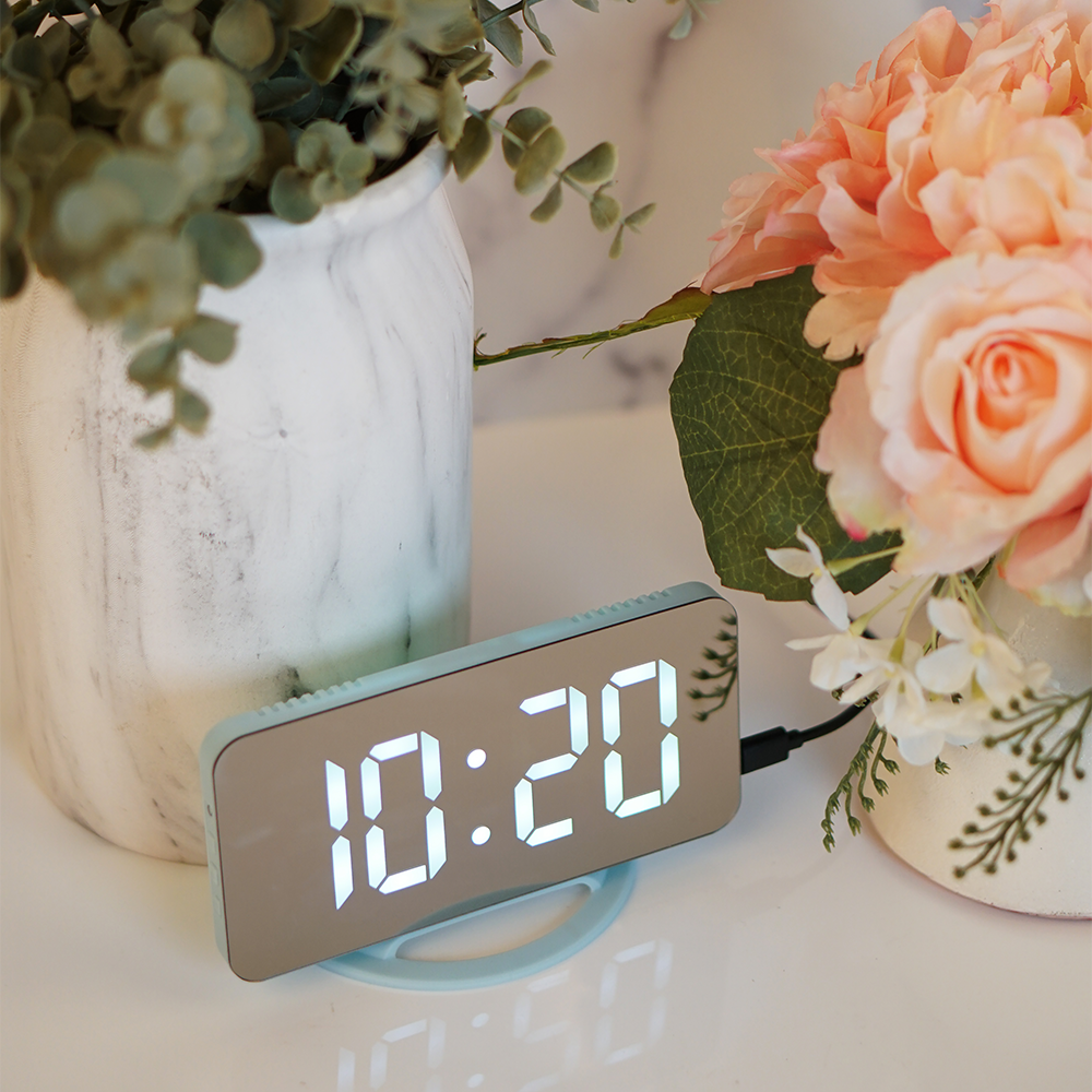 DigiClock with Mirrored Finish and Dual USB Charger– Limitless Innovations