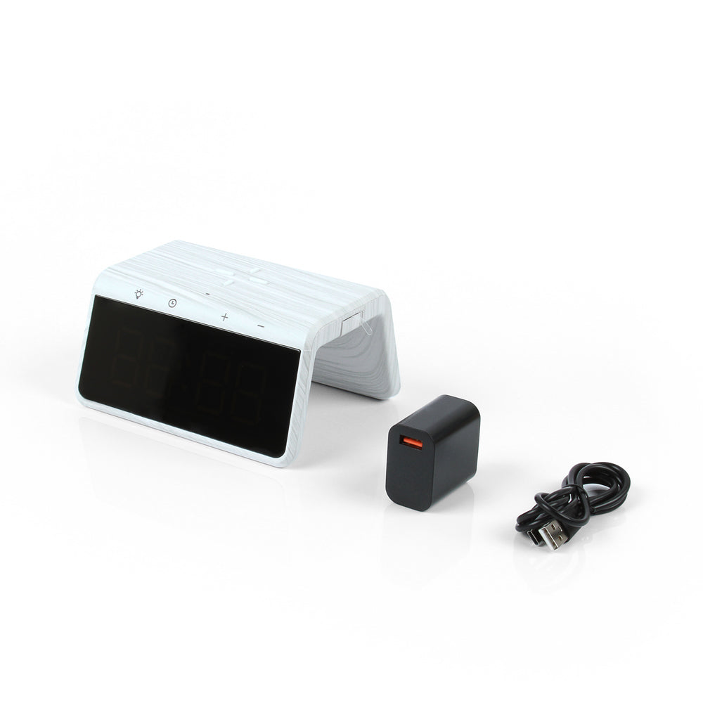 PowerTrio Dual-Mode Digital Alarm Clock with Wireless Charger and 9-Mo ...