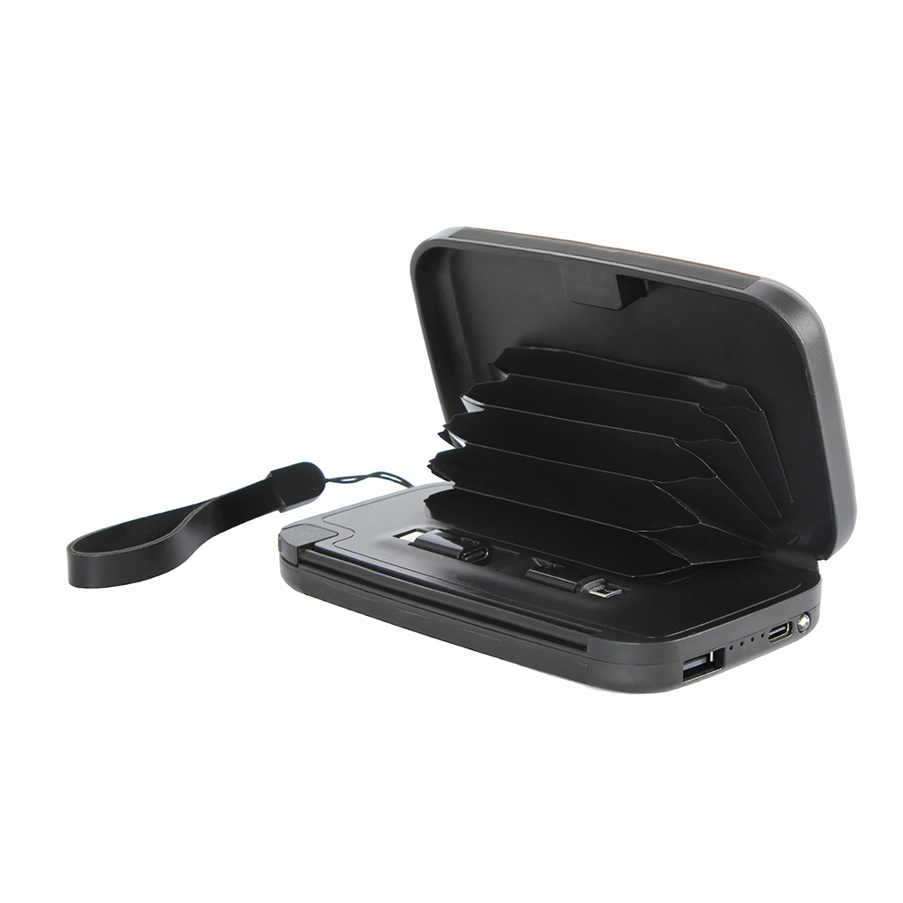 RFID Blocking Wallet & Power Bank With Built-In Charging Cable & Inter ...