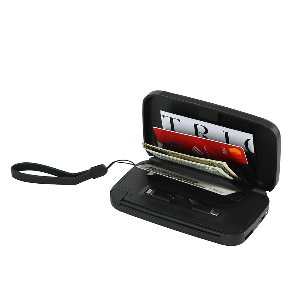 RFID Blocking Wallet & Power Bank With Built-In Charging Cable & Inter ...