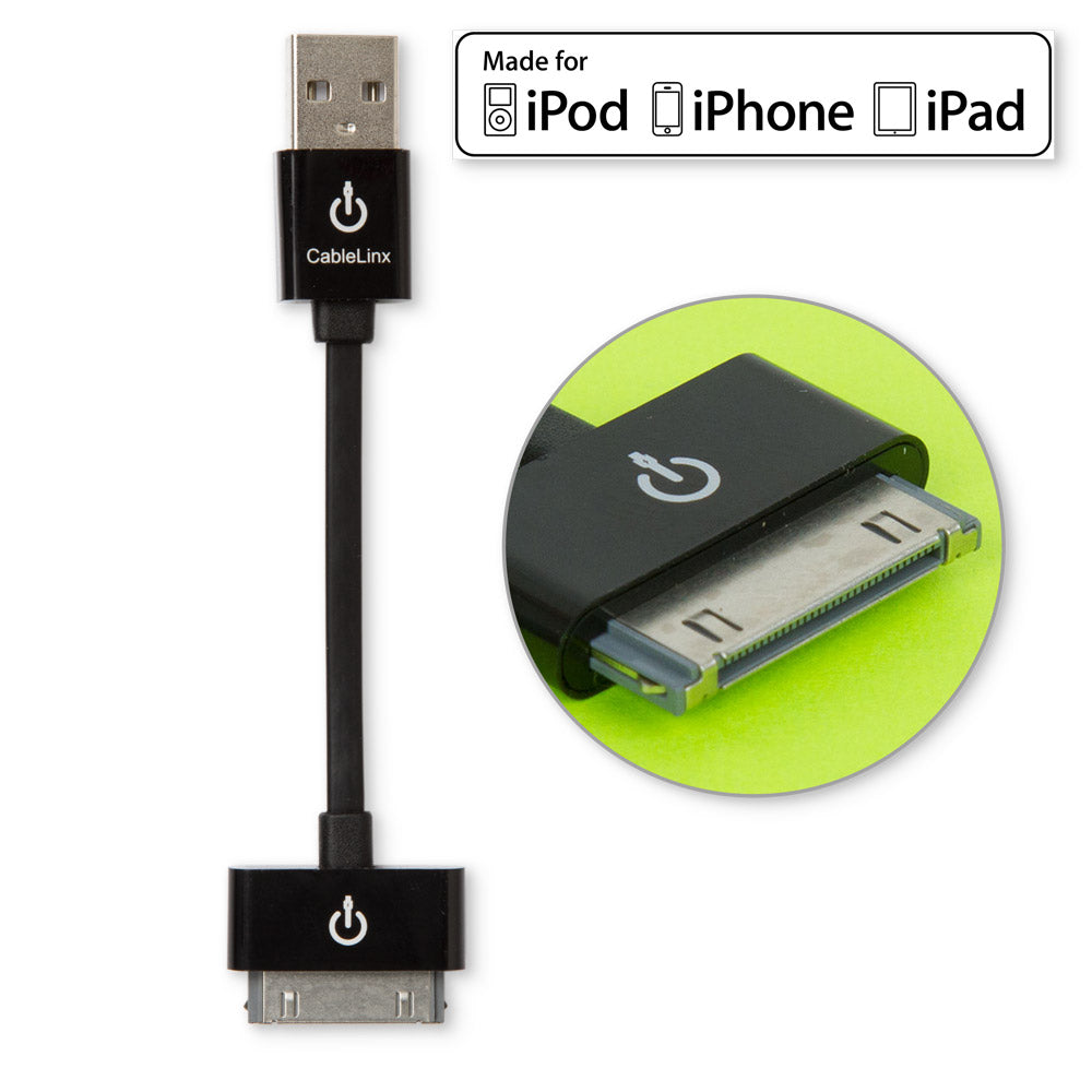 4" MFi USB Charge and Sync Flat Cable with 30-Pin Connector– Limitless ...