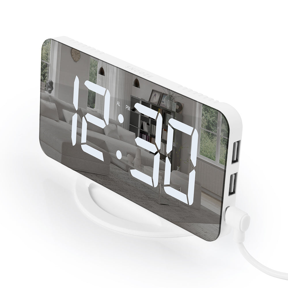 DigiClock with Mirrored Finish and Dual USB Charger– Limitless Innovations