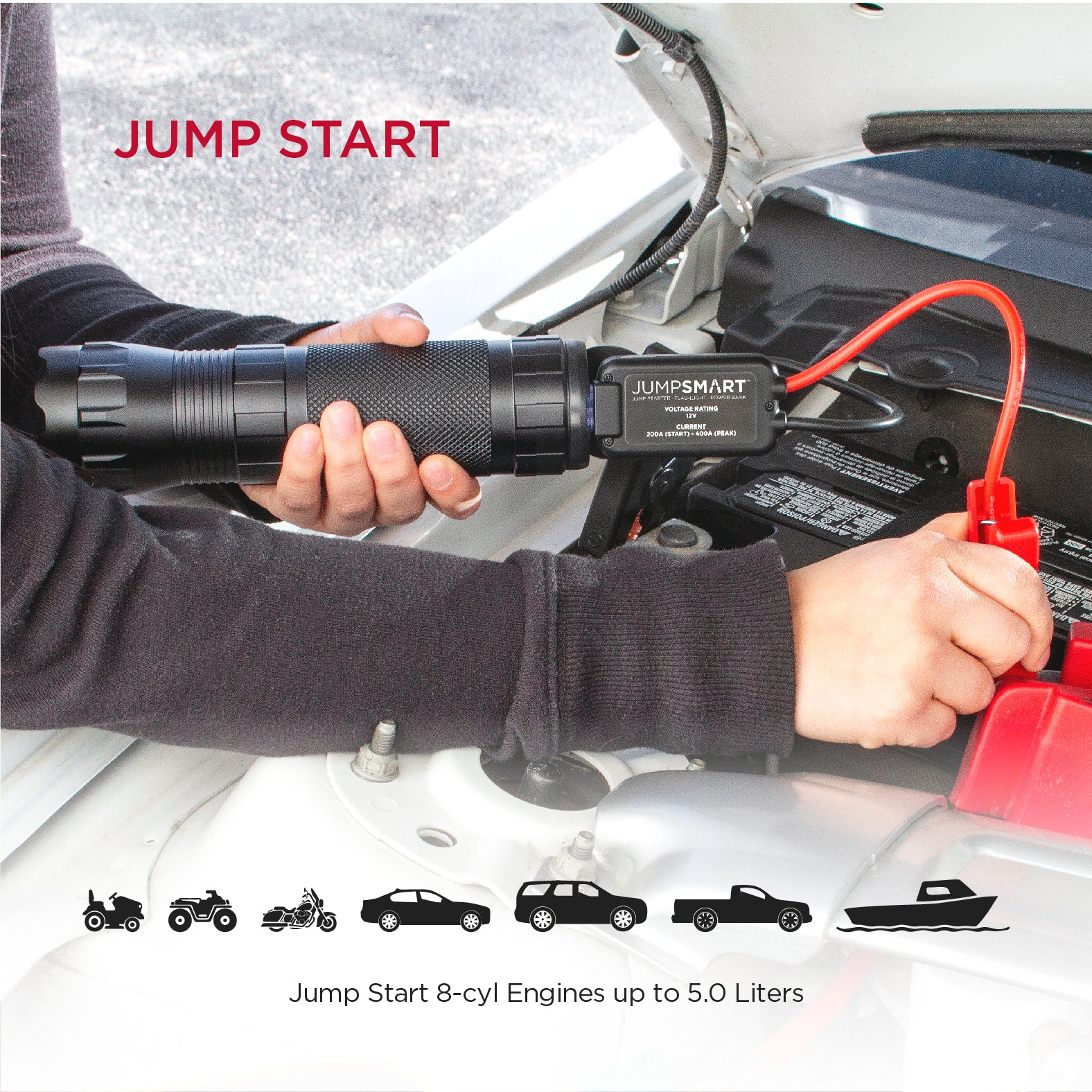 JumpSmart 3-in-1 Vehicle Jump Starter, Flashlight & Power Bank ...